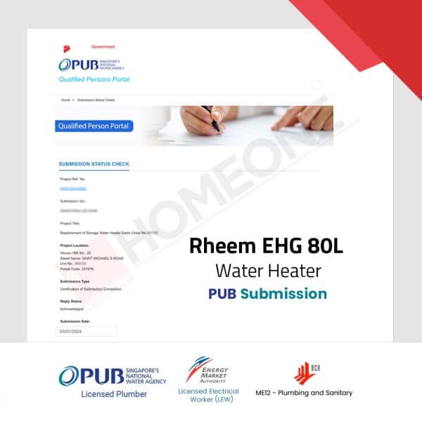 Rheem EHG 80L: Best for HDB & BTO in Singapore