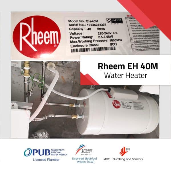 Rheem EH 40M Electric Storage Water Heater Safety Installer